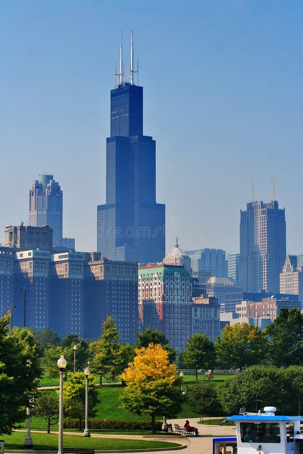 Morning light of Chicago stock photo. Image of moon, land - 6708954