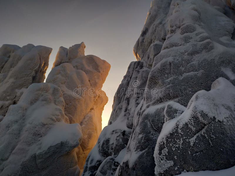 Winter Rocks in the Morning Light Stock Image - Image of light, rocks ...