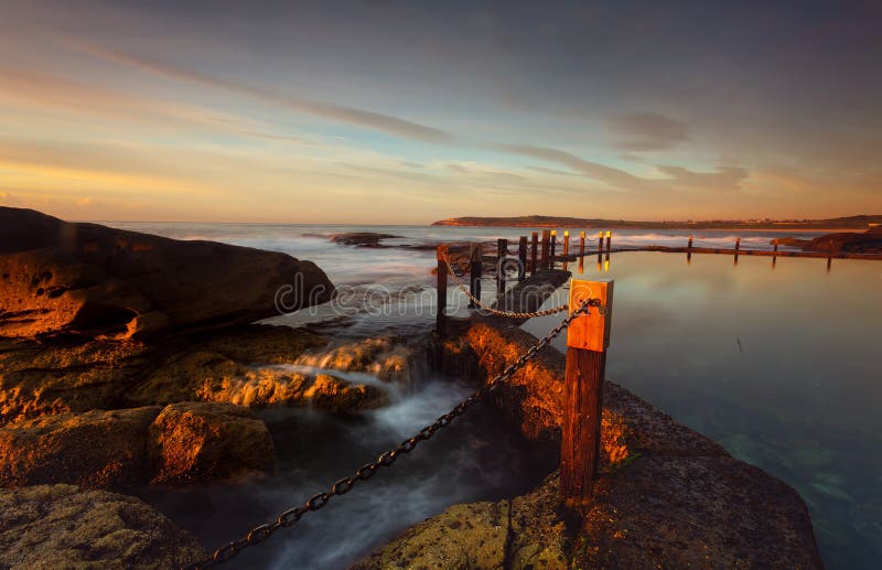 Morning Light at Mahon Rock Pool Australia Stock Photo - Image of ...