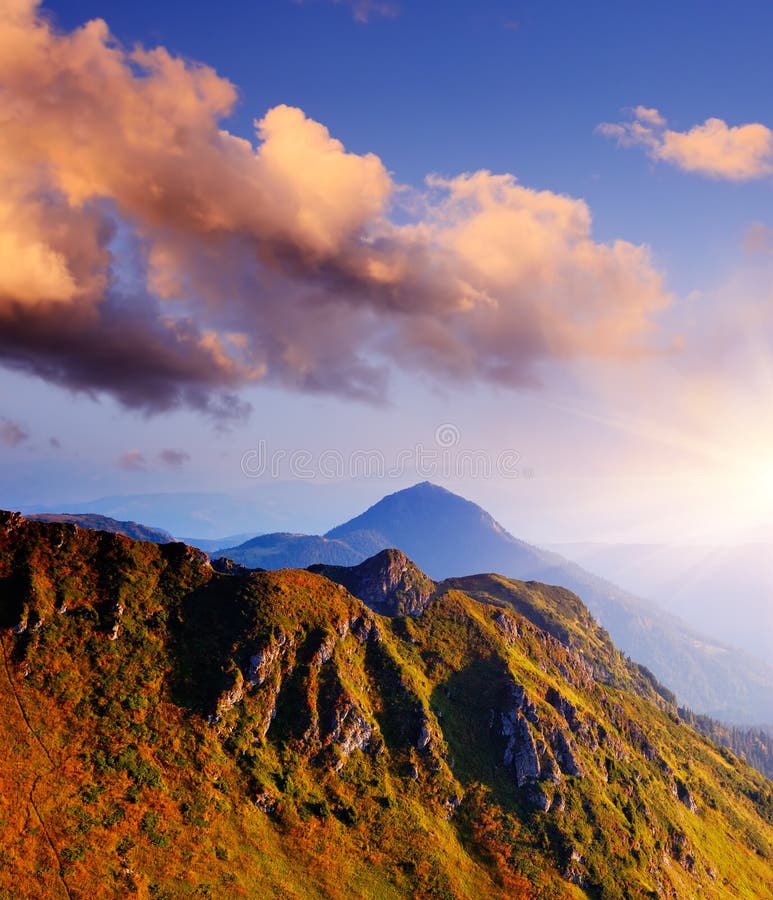 Morning Light In The Mountains Stock Image - Image of scene, summer ...