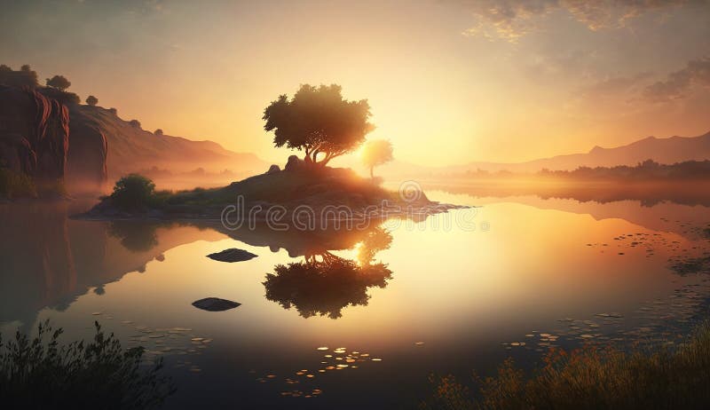 Morning Magic a Dreamy Sunrise Scene with Soft Light. Generative AI ...