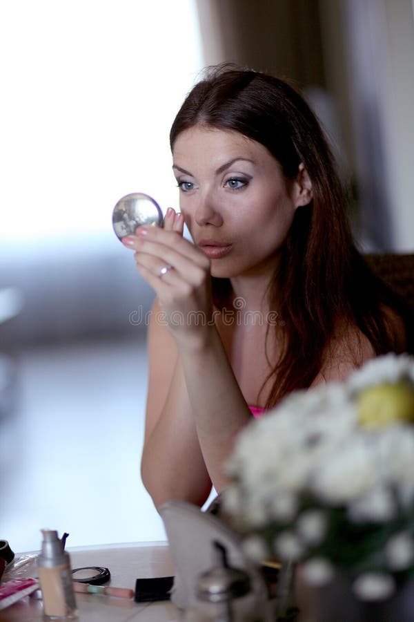 Morning makeup stock image. Image of woman, covered, attitude - 20459659