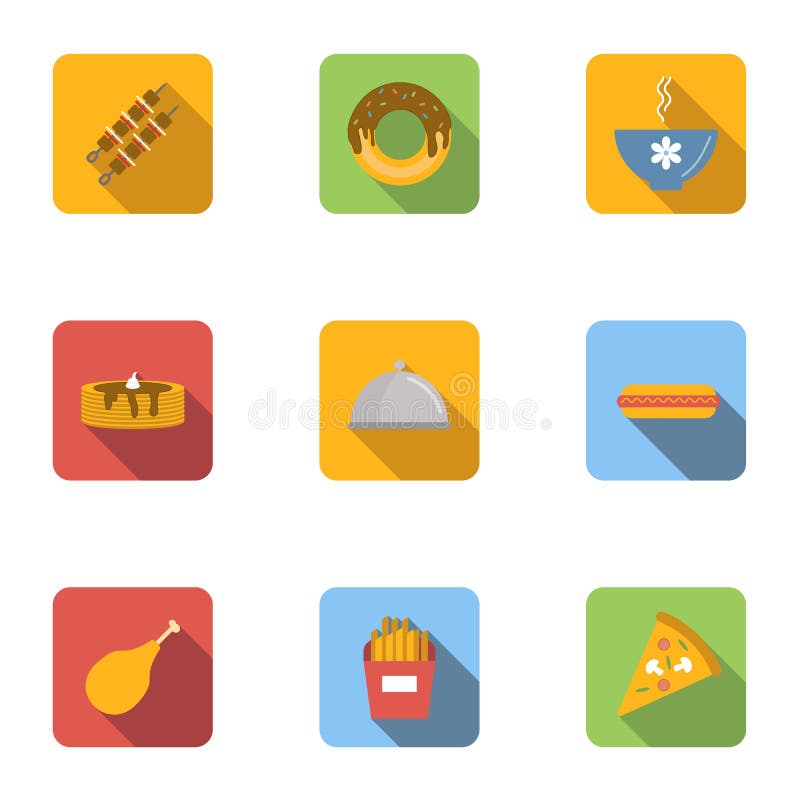100 Meal Icons Set, Simple Style Stock Vector - Illustration of cooking ...