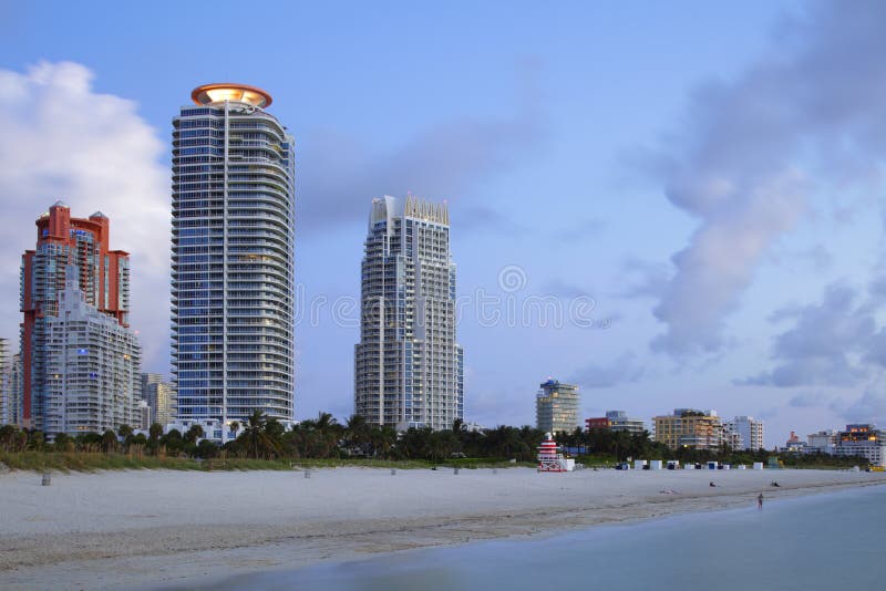 Morning in Miami Beach stock image. Image of skyscraper - 60428087