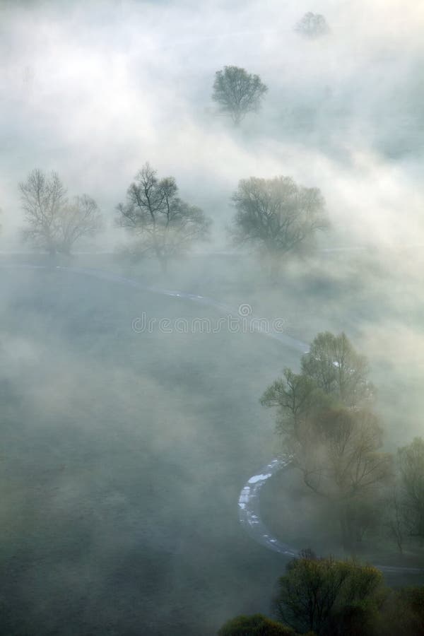 Morning Mist on Mures Valley Stock Image - Image of mysterious ...
