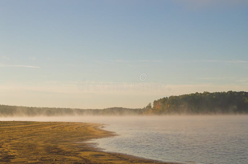 Morning mist over lake stock image. Image of reflection - 3433033