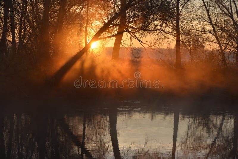 Morning mist over river stock photo. Image of water, calm - 96144112