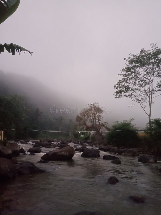 Morning Mist Over on Serene River Stock Image - Image of morning, mist ...