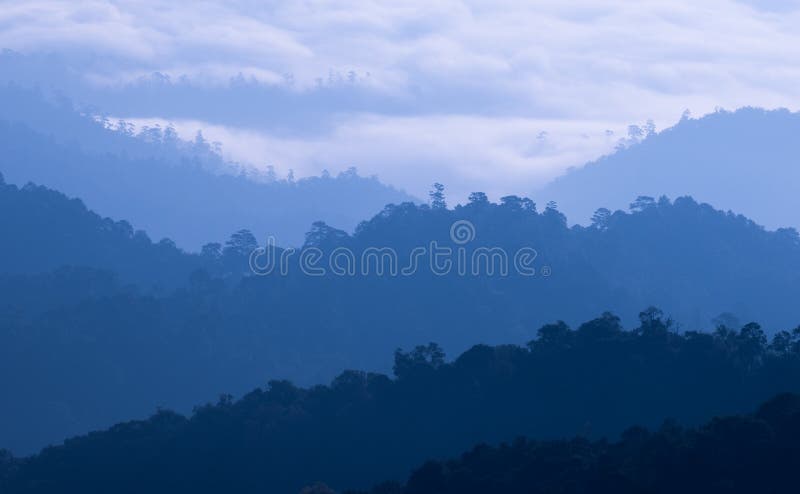 Morning Mist at Tropical Mountain Range, Thailand Stock Photo - Image ...