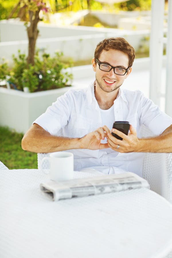 Morning with mobile phone stock image. Image of professional - 61747519