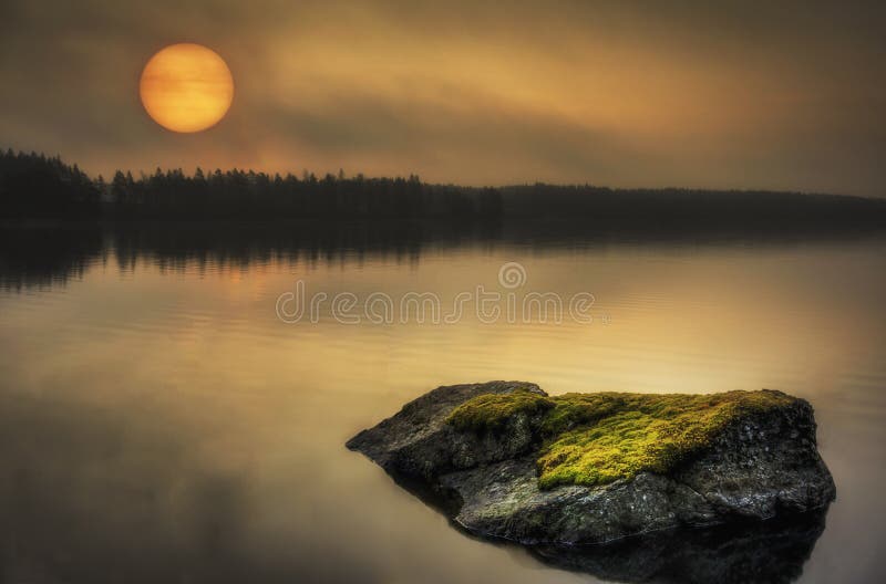 Morning moon stock photo. Image of scenic, tree, view - 32893214
