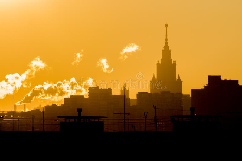 Morning in Moscow stock image. Image of sunset, dusk - 68459973