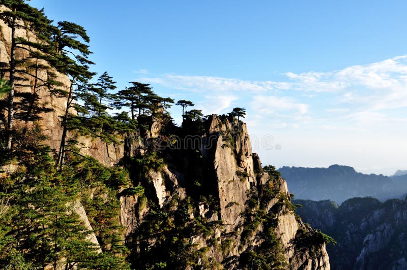 Morning of Mount Huang stock photo. Image of tree, autumn - 70548292