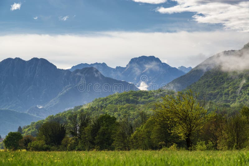 Morning in the Mountain Valley Stock Image - Image of mountain, outdoor ...