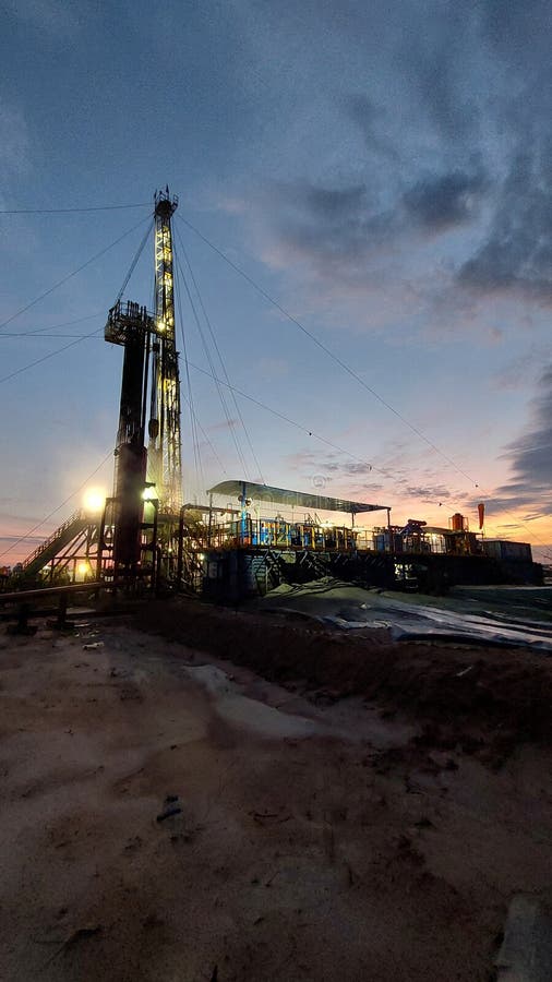 In the Morning at Oil Field Rig Stock Photo - Image of evening ...
