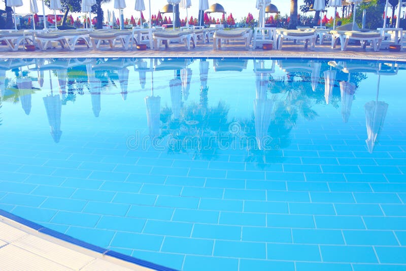 Morning at Poolside in the Tropical Hotel Stock Image - Image of ...