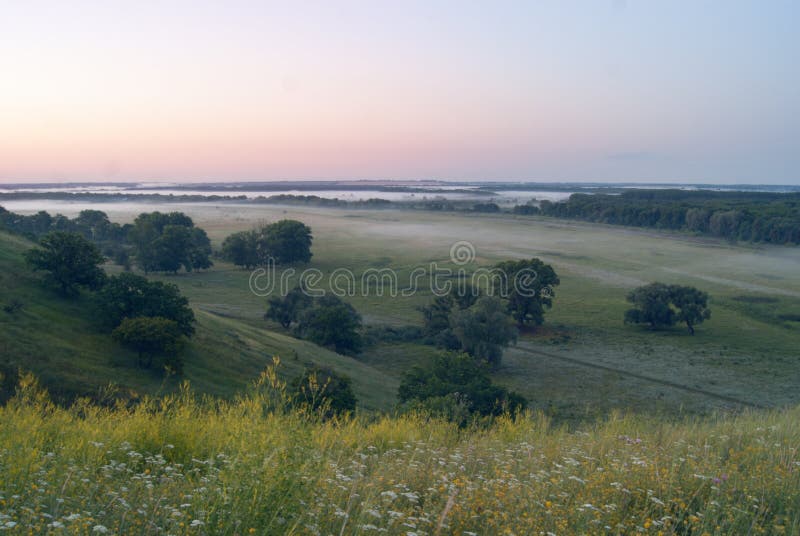 Morning Pre-dawn Scenery of the Misty Valley Stock Photo - Image of ...