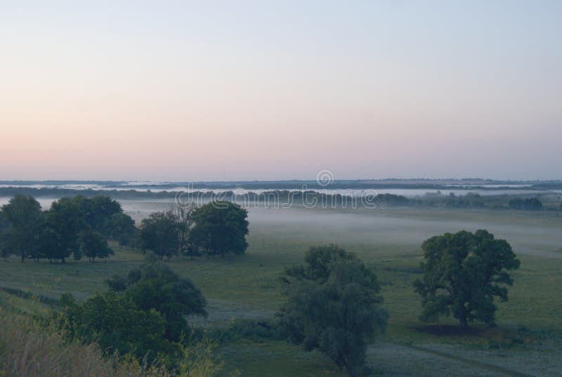 Morning Pre-dawn Scenery of the Misty Valley Stock Image - Image of ...