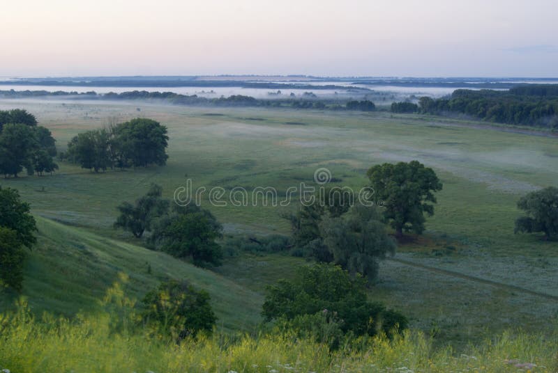 Morning Pre-dawn Scenery of the Misty Valley Stock Image - Image of ...