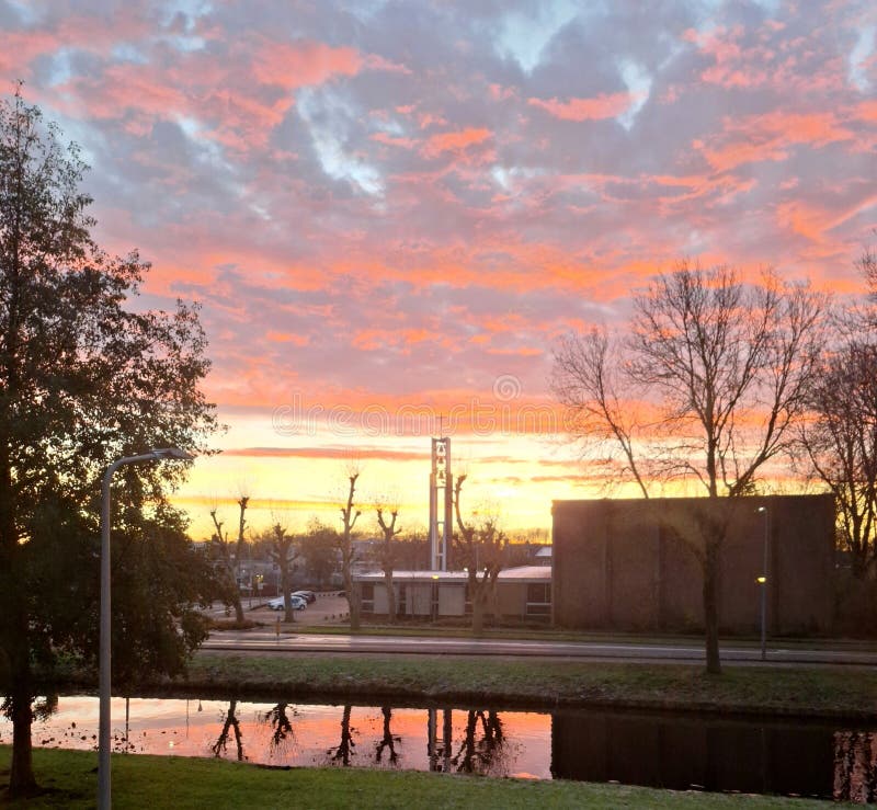 Morning Red with a Sky Full of Clouds, on a Cold Saturday Morning Stock ...
