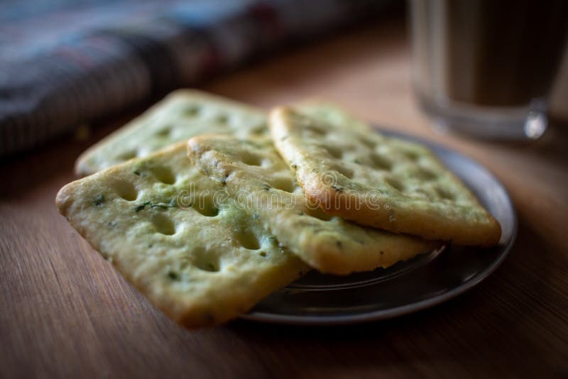 Morning Refreshment with Tea, Biscuits and Newspaper Stock Photo ...