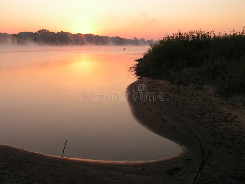 Morning on the river. stock image. Image of coast, trees - 219217