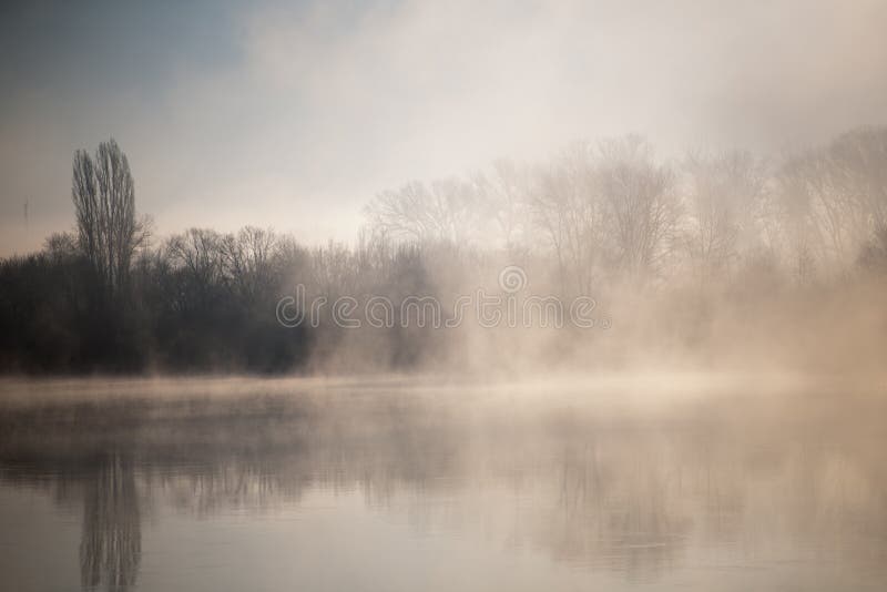 Morning on the River Early Morning Fog Stock Photo - Image of ...