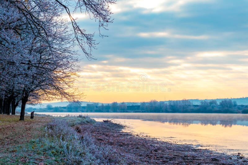 Morning on the River on a Frosty Autumn Morning Stock Photo - Image of ...