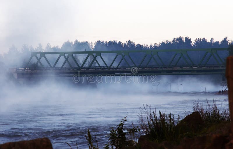 Morning river mist stock image. Image of steel, bridge - 2830211
