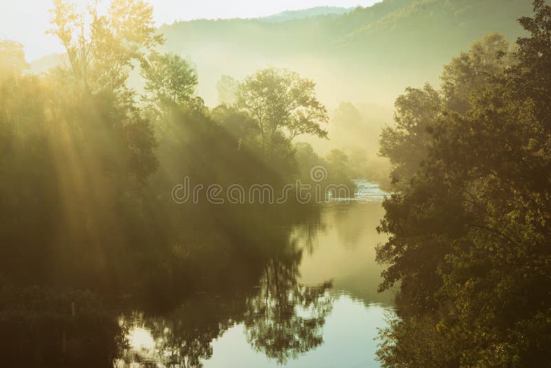 Morning River stock image. Image of mist, river, sunrise - 62414185