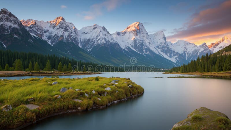 Morning River View, Beautiful Atmosphere with High Mountains and Sky As ...