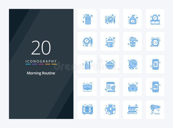 20 Morning Routine Blue Color Icon for Presentation Stock Vector ...