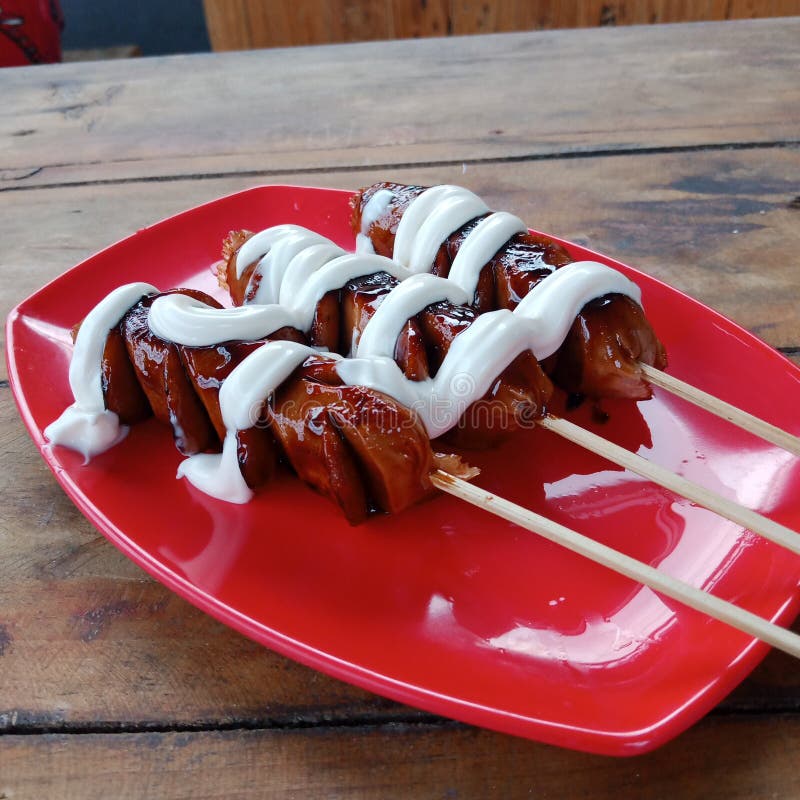 Morning Routine Break Fast Menu Barbeque Sosis Stock Image - Image of ...