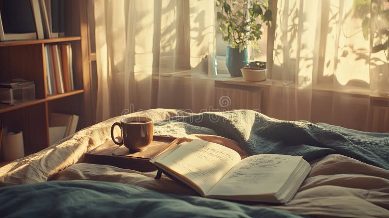 Morning Routine with Coffee, Journal, and Natural Light. Stock Photo ...