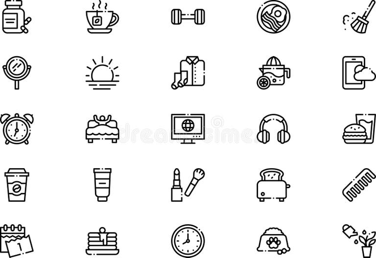 Morning Routine Icons Collection is a Vector Illustration with Editable ...