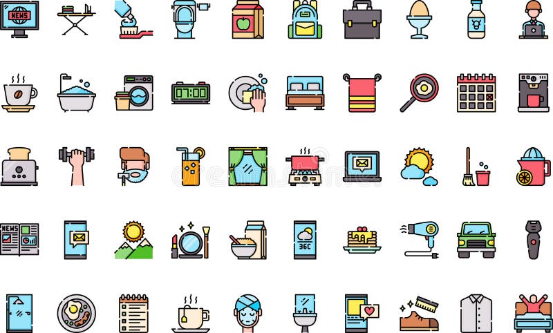 Morning Routine Icons High-Quality Vector Icons Collection with ...