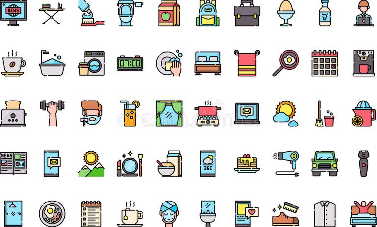 Morning Routine Icons High-Quality Vector Icons Collection with ...