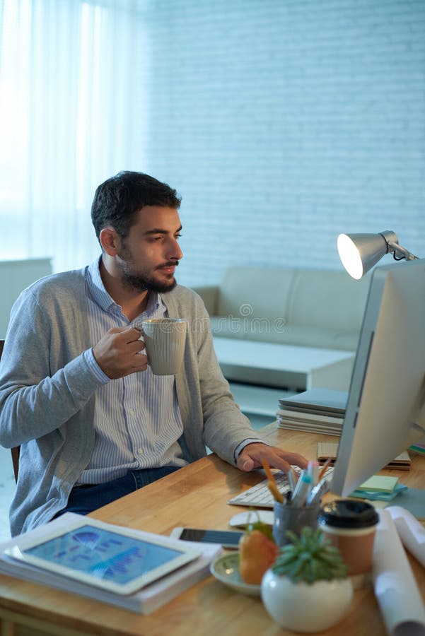 Morning routine stock image. Image of analyzing, news - 74901809