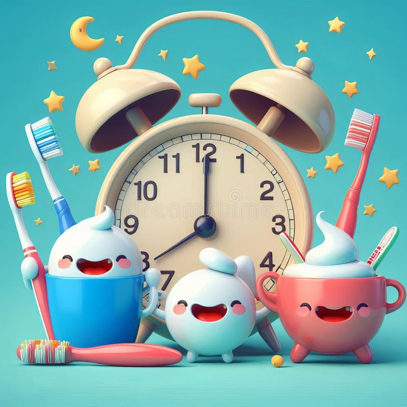 Morning Routine a Toothbrush Toothpaste and Alarm Clock All Waki Stock ...