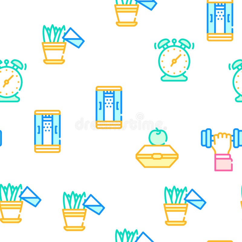 Morning Routine daily Vector Seamless Pattern Stock Illustration ...