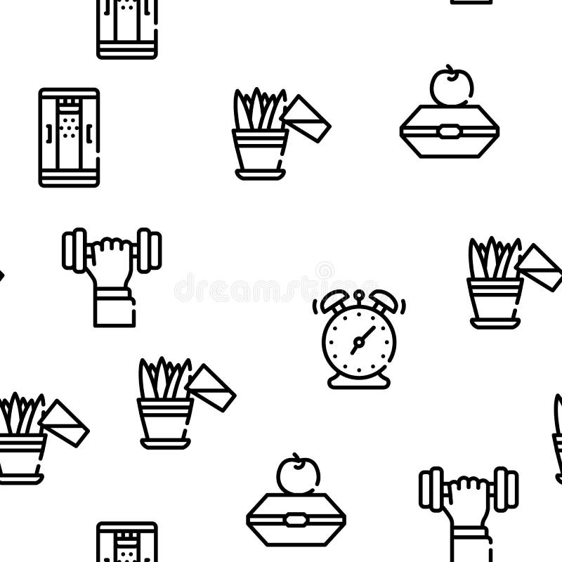 Morning Routine daily Vector Seamless Pattern Stock Vector ...