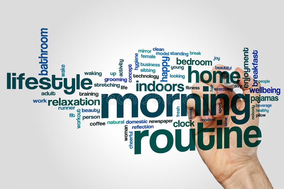 Morning routine word cloud stock image. Image of beautiful - 88649001