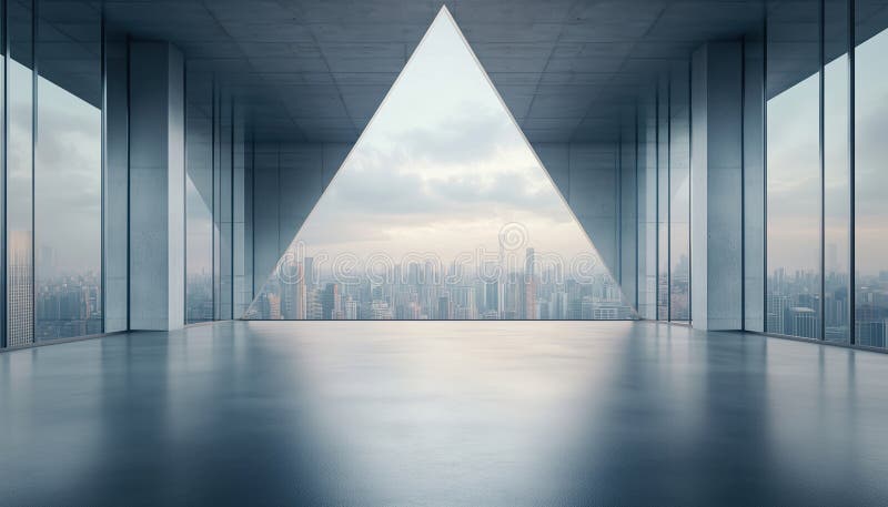 Morning Scene with a Panoramic View of an Empty Concrete Triangle ...