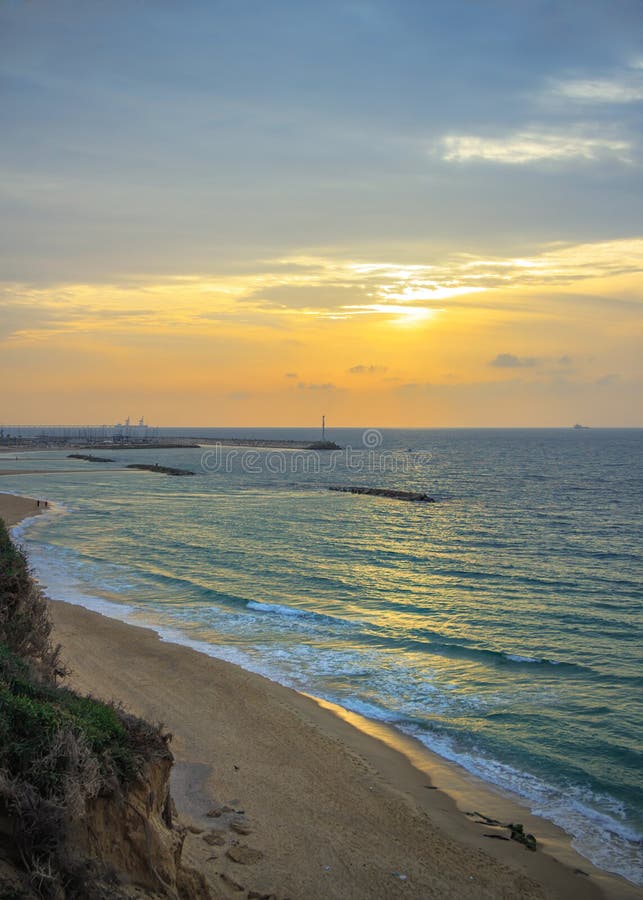 Morning Sea Landscape in Ashkelon, Israel Stock Image - Image of sand ...