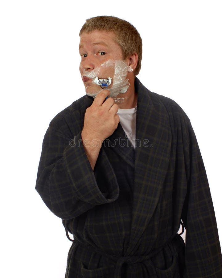 Funny Man Shave Face Full of Shaving Cuts Isolated Stock Photo - Image ...