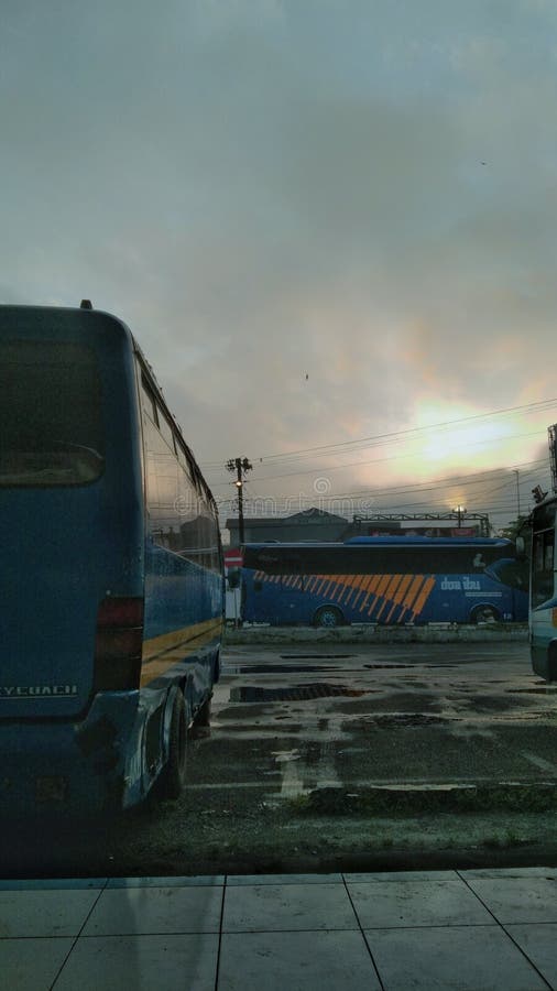 The Morning Sky at the Bus Terminal Indonesia ï¿¼ Editorial Stock Image ...