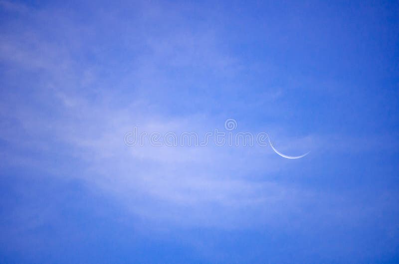 Morning Sky with Slice of Crescent Moon Stock Photo - Image of light ...