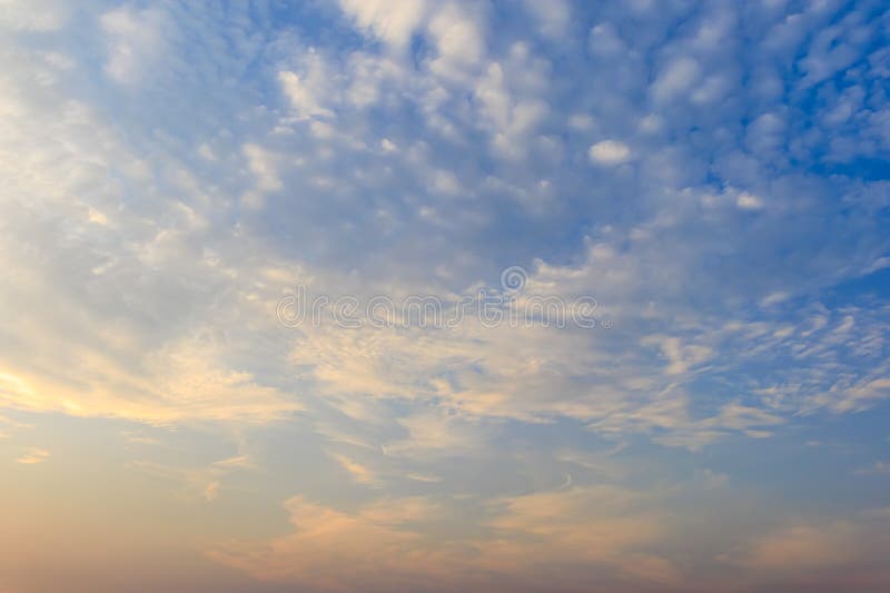 The Morning Sky with Soft Scattered Clouds. the Sky Has a Gradient from ...