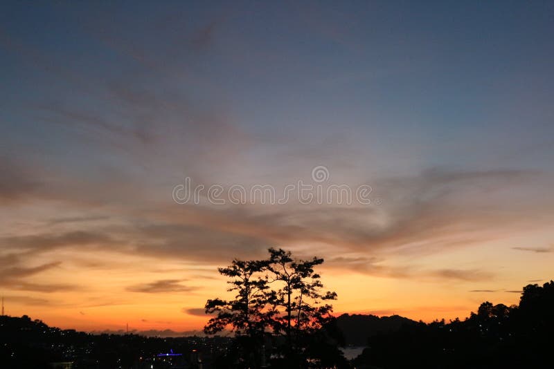 Morning Sky with Tree and City Shadow Stock Image - Image of shadow ...
