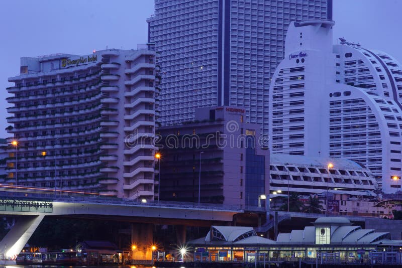 Morning Skyscraper Shot by the River. Editorial Photography - Image of ...